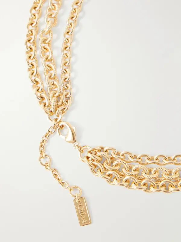 Chloé Tone Brass Pendant Necklace