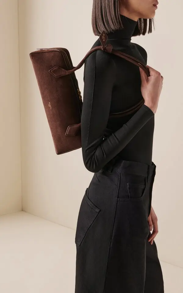 Alaïa Le Teckel" Medium Nubuck Bag - Brown