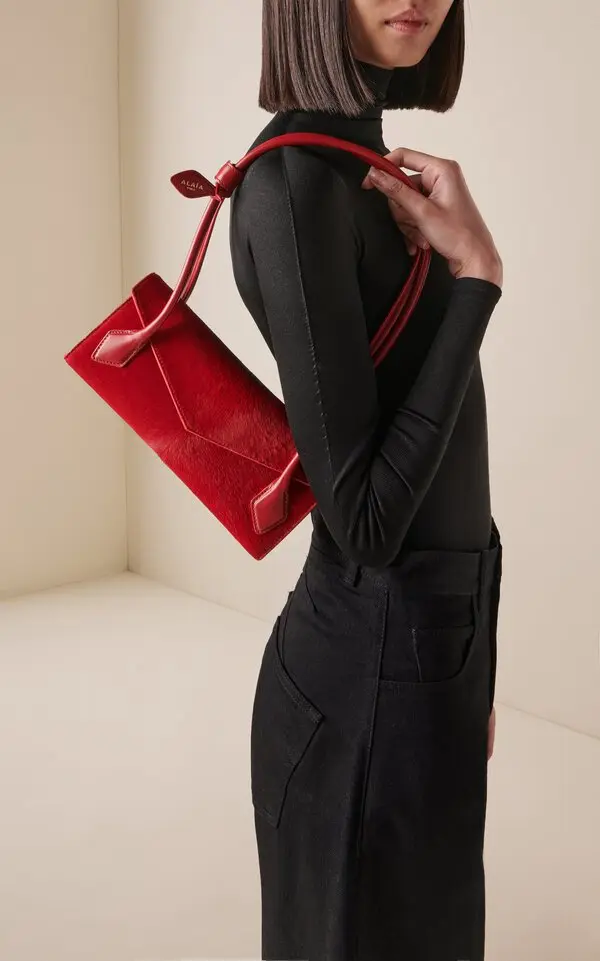 Alaïa Le Teckel Small Calf Hair Flap Bag - Red