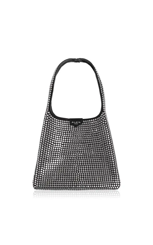 Alaïa Small Studded Suede Hobo Bag - Black