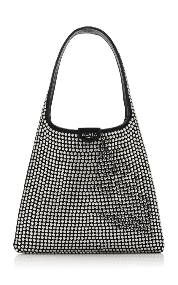 Alaïa Small Studded Suede Hobo Bag - Black