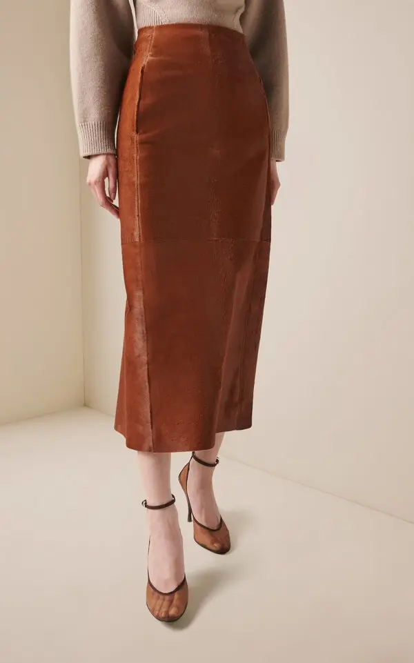 Alaïa Pony Hair Midi Pencil Skirt