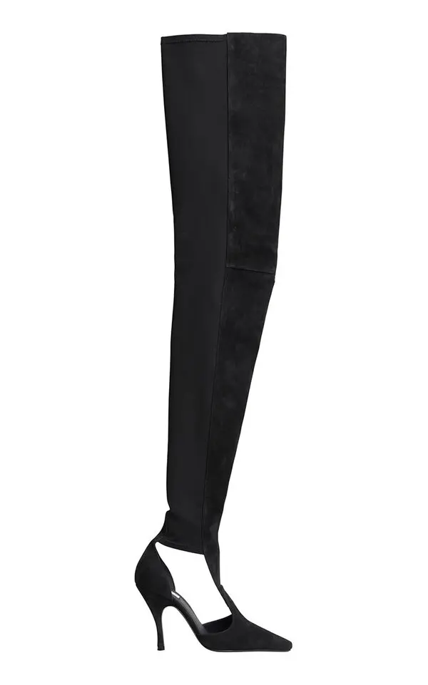 Alaïa Cuissardes Suede Thigh-high Boots - Black