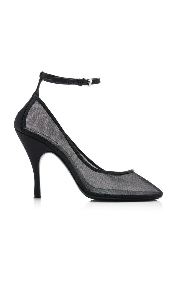 Alaïa Sheer Tulle Pumps With Ankle Strap - Black