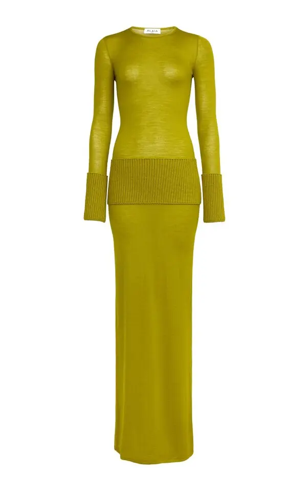 Alaïa Merino Wool Knit Maxi Dress