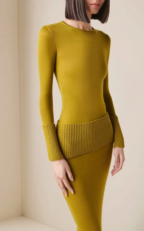 Alaïa Merino Wool Knit Maxi Dress