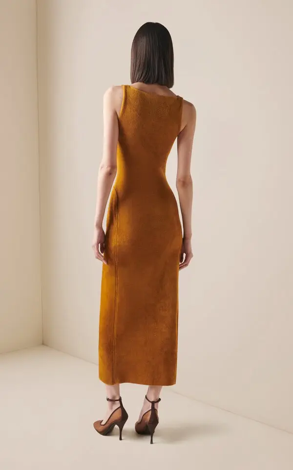Alaïa Velvet Square Neck Midi Dress