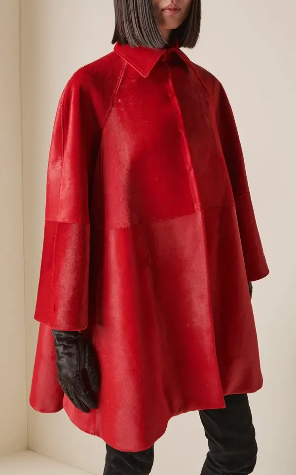 Alaïa Pony Hair A-line Trench Coat