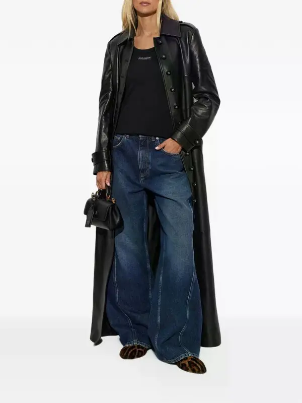 Dolce & Gabbana Belted Leather Trench Coat