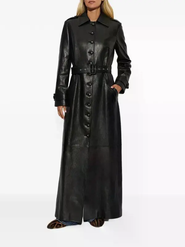 Dolce & Gabbana Belted Leather Trench Coat