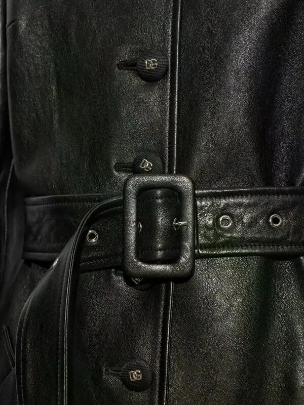 Dolce & Gabbana Belted Leather Trench Coat