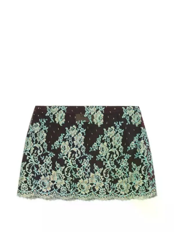 Valentino Garavani Floral Lace Mini Skirt - Red