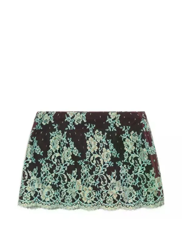 Valentino Garavani Floral Lace Mini Skirt - Red