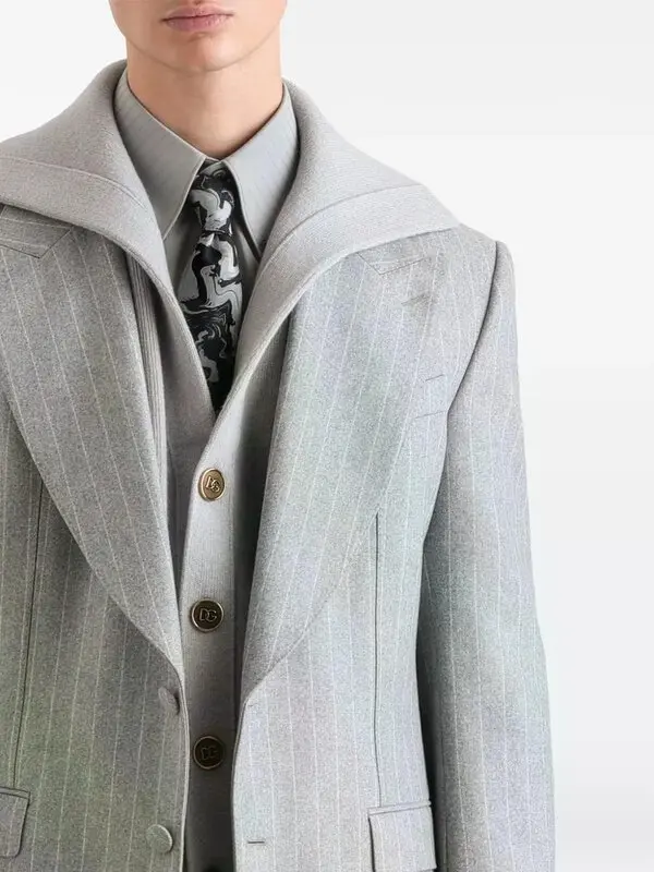 Dolce & Gabbana Martini Single-breasted Jacket In Pinstripe Flannel