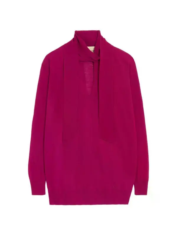 Valentino Garavani Wool Sweater With Scarf Detail - Pink