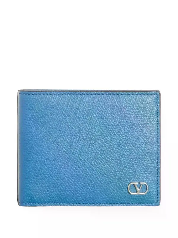 Valentino Garavani Vlogo Signature Grainy Calfskin Wallet - Blue