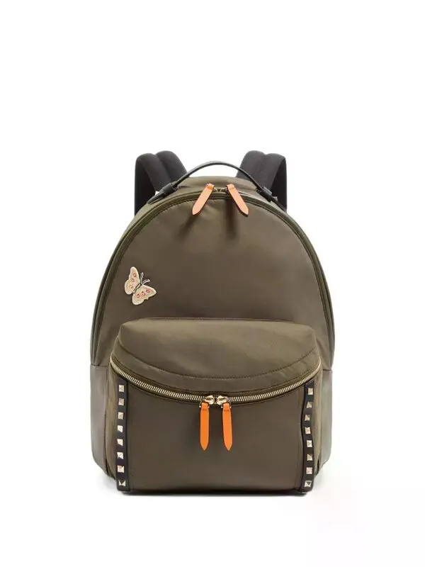 Valentino Garavani Rockstud Butterfly-embroidered Backpack - Green