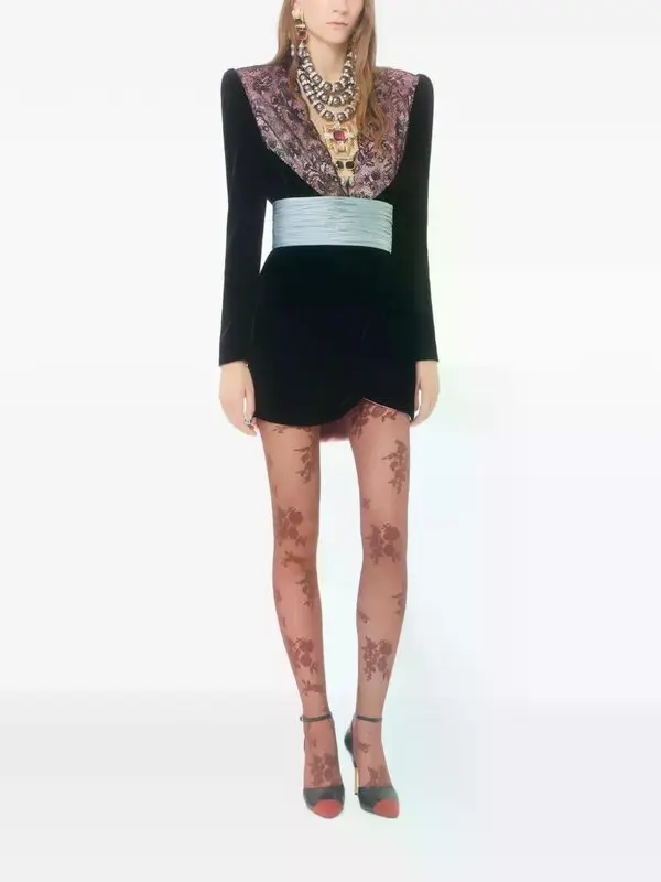 Valentino Garavani Velvet Lace Mini Dress - Black