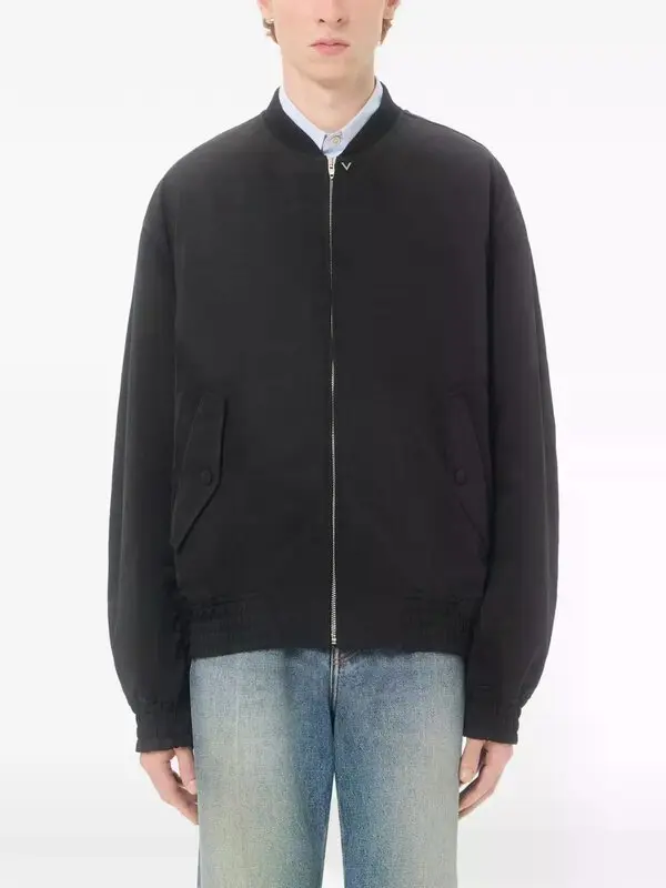 Valentino Garavani Viscose And Cotton Canetté Bomber Jacket - Black