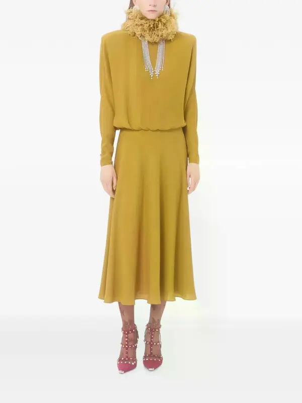 Valentino Garavani Feather-trim Georgette Midi Dress
