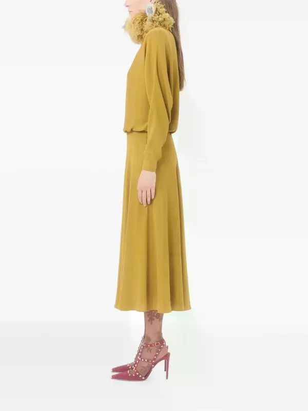 Valentino Garavani Feather-trim Georgette Midi Dress