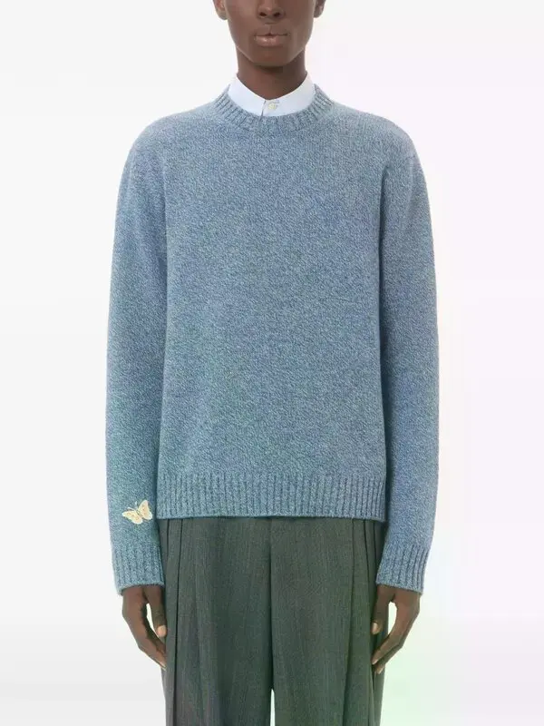 Valentino Garavani Wool Sweater With Embroidered Butterfly