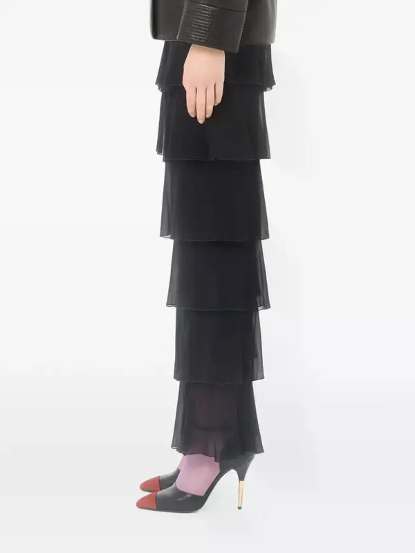 Valentino Garavani Georgette Tiered Trousers - Black