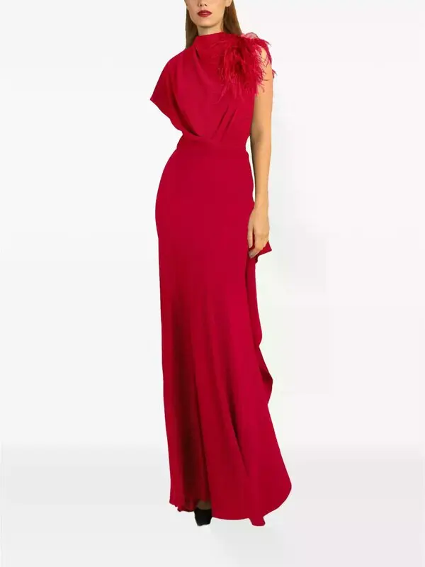 GEMY MAALOUF Asymmetrical Feathered Crepe Dress - Pink