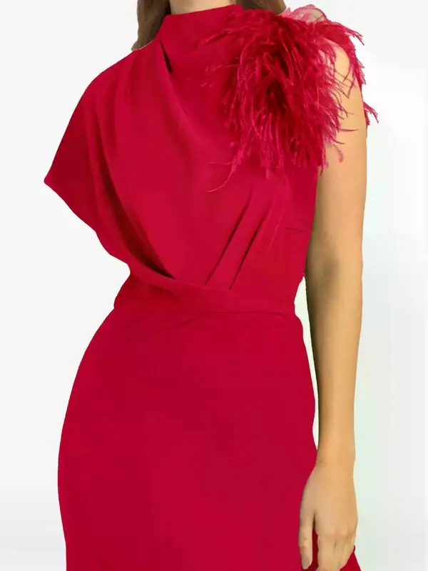 GEMY MAALOUF Asymmetrical Feathered Crepe Dress