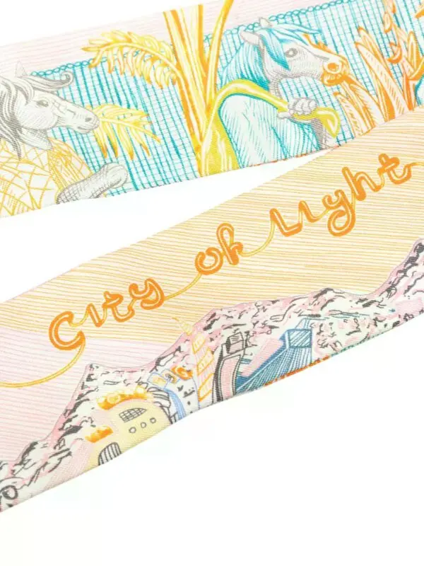 Hermès 2019-2026 City Of Light Silk Twilly Scarf Scarves - Yellow