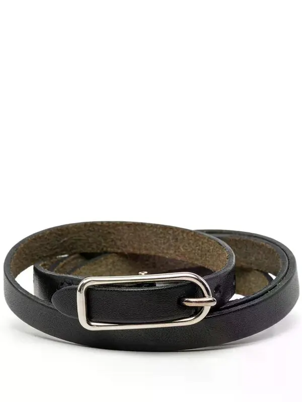 Hermès 1997-2014 Palladium Plated Swift Triple Wrap Hapi I Bracelet Costume Bracelet - Black