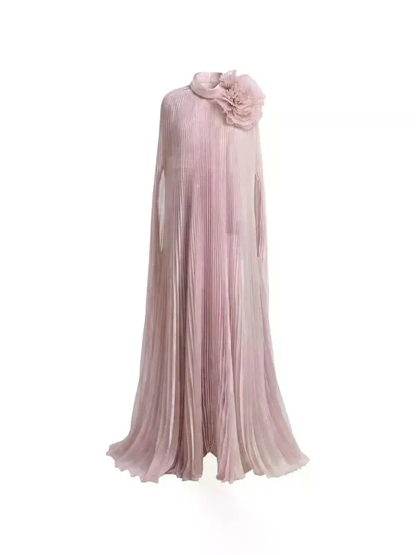 GEMY MAALOUF Pleated Floral-embellished Kaftan