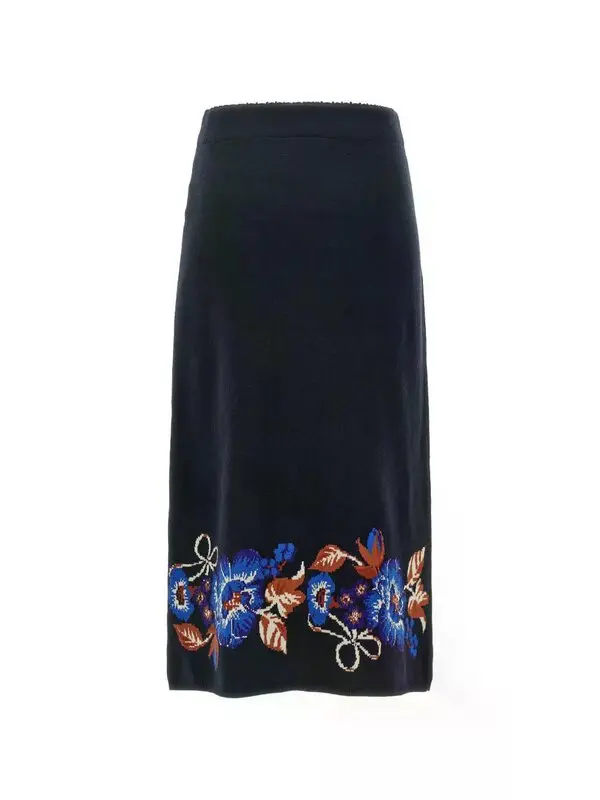 Farm Rio Bow Garden Knit Midi Skirt - Black