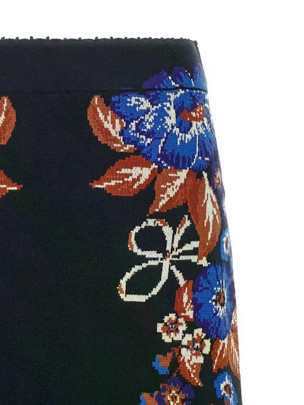Farm Rio Bow Garden Knit Midi Skirt - Black