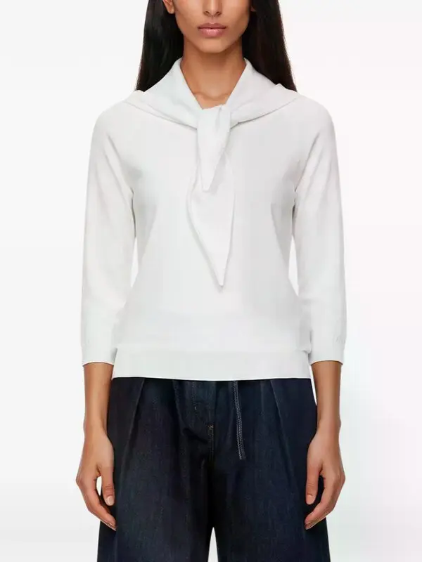 Max Mara Scarf-detail Three-quarter Sleeve Sweater
