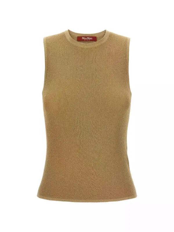 Max Mara Ribbed Metallic-finish Sleeveless Top - Gold