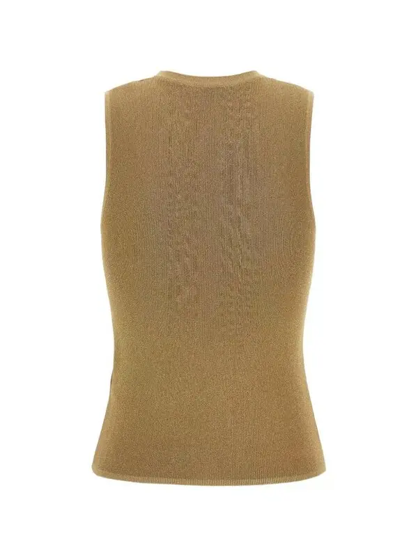 Max Mara Ribbed Metallic-finish Sleeveless Top - Gold