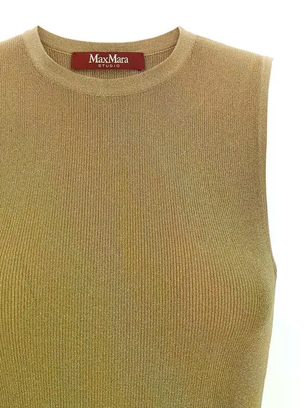 Max Mara Ribbed Metallic-finish Sleeveless Top - Gold