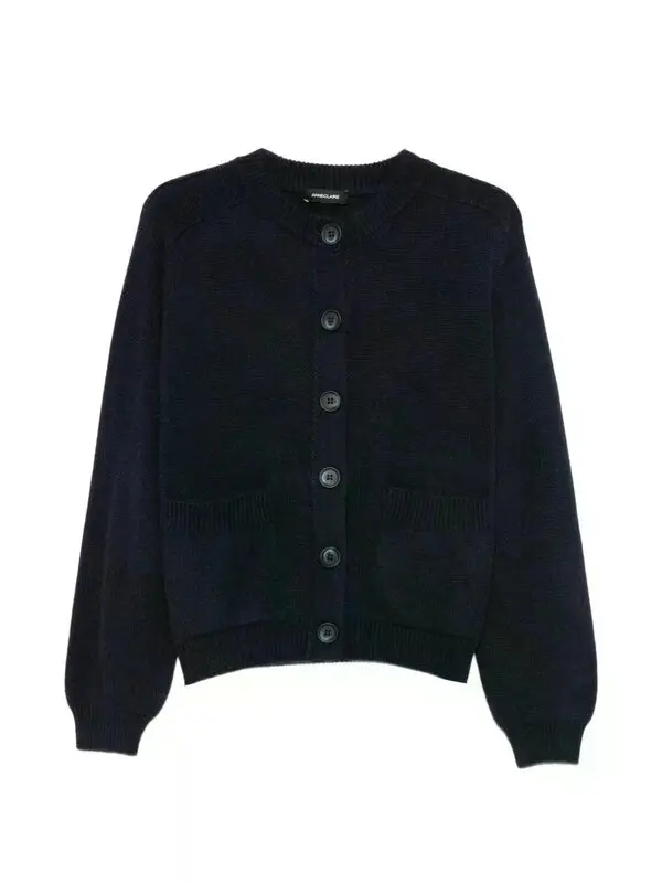 ANNE CLAIRE Button-up Cardigan With Patch Pockets - Blue