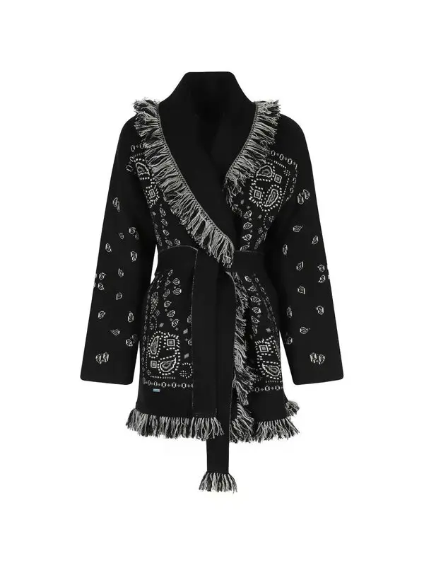 Alanui Bandana Jacquard-knit Fringed Cardigan