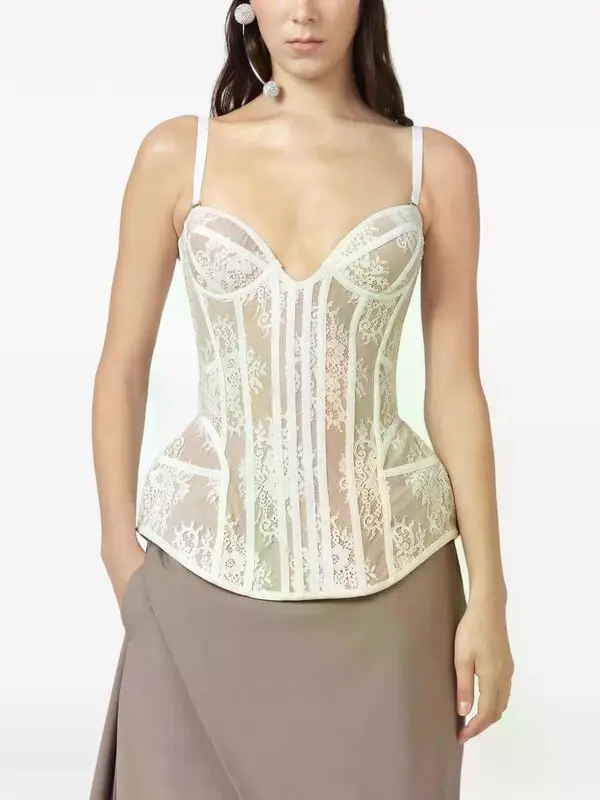 Giuseppe Di Morabito Lace-overlay Panelled Corset Top - Neutrals
