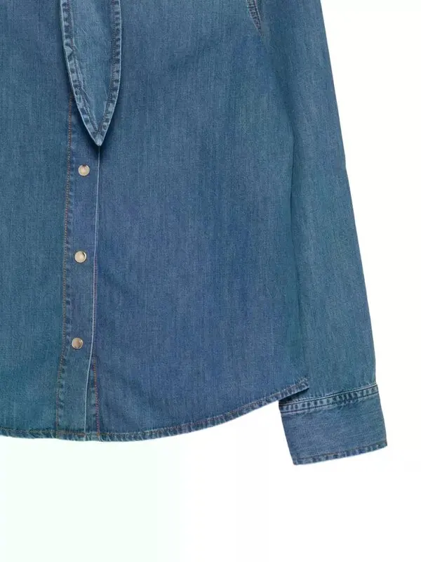 FRAME Clementine Pussy-bow Denim Shirt