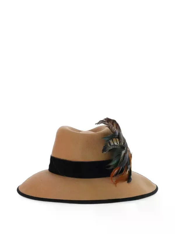 ALEXIA ALVAREZ DE TOLEDO Feather-embellished Velvet-trim Hat
