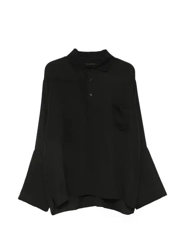ALAINPAUL Bell-sleeve Polo Top - Black