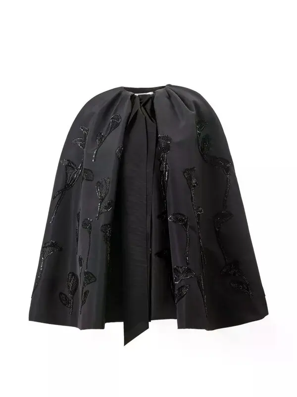 Carolina Herrera Silk Floral Embroidered Cape