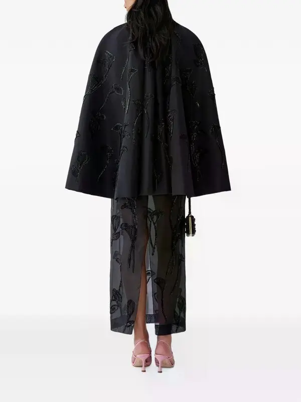 Carolina Herrera Silk Floral Embroidered Cape