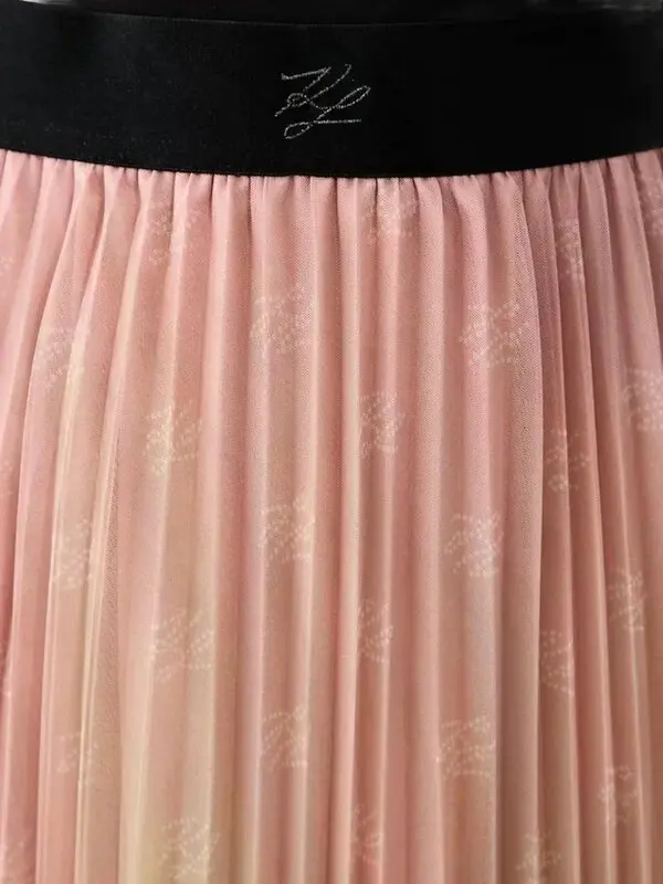 Karl Lagerfeld Pleated Mesh Midi Skirt