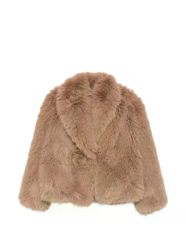 DONDUP Faux Fur Jacket With Notched Lapels