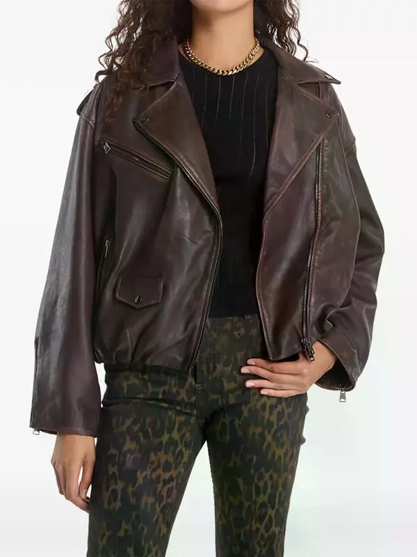 ALLSAINTS Samina Leather Biker Jacket - Red