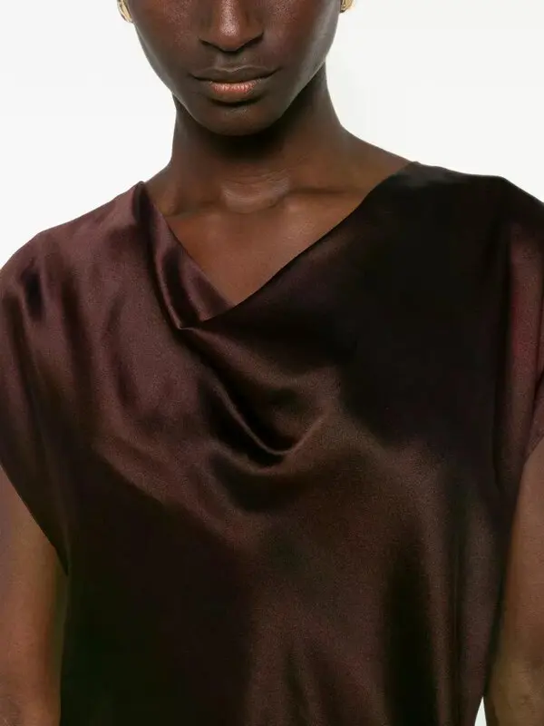 Vince Cowl-neck Silk Top - Brown